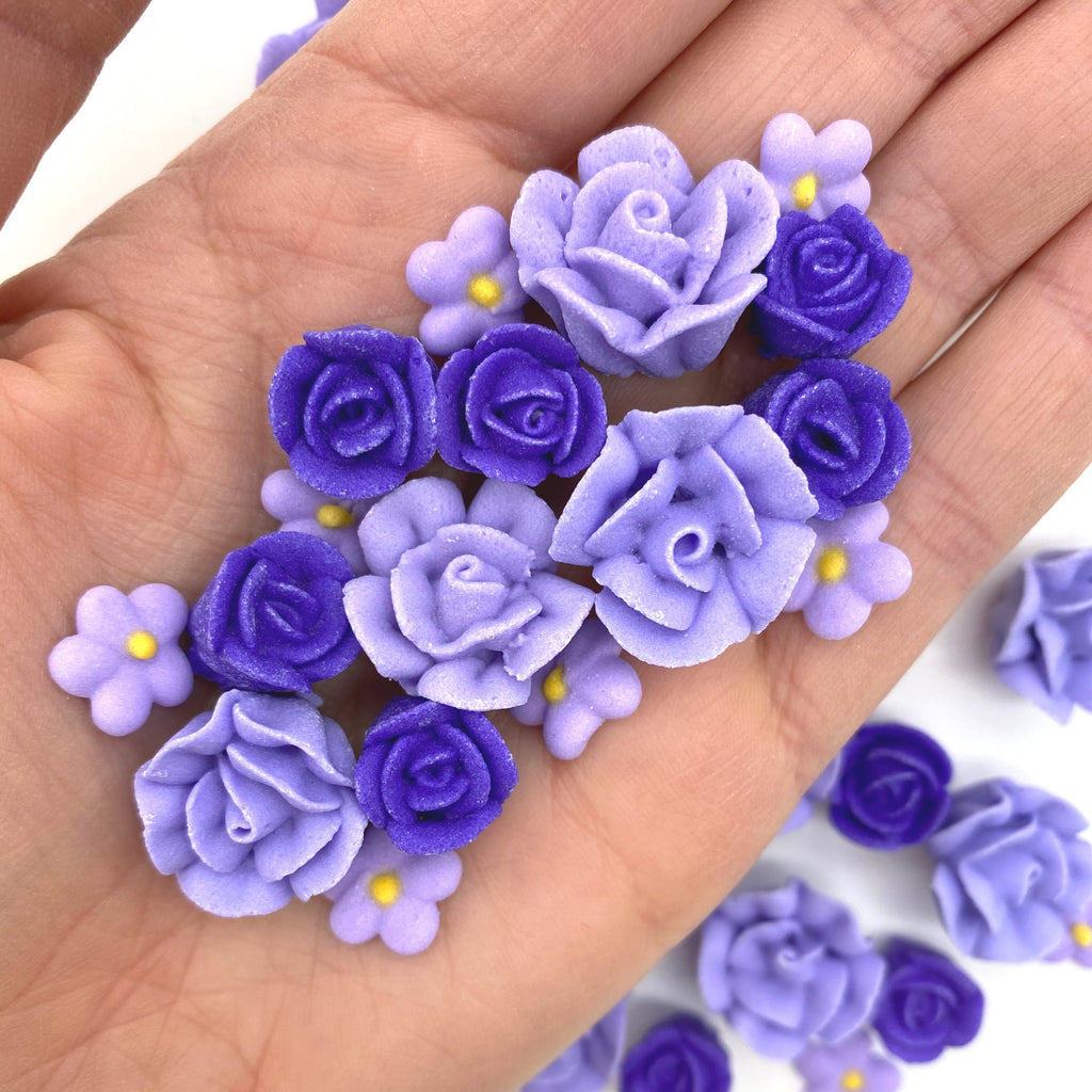 Violet Icing Flowers | Purple Royal Icing Cake Toppers | Simply Sucre